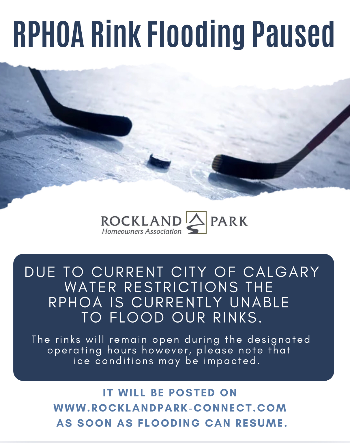 RPHOA Rink Flooding Paused - Rockland Park